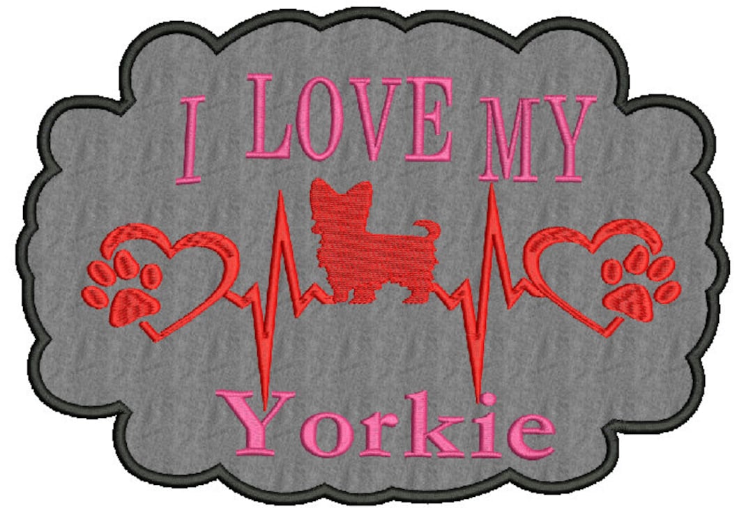 Yorkie Sign Machine Embroidery Applique,4 Sizes,8 Formats(dst,exp,jef ...