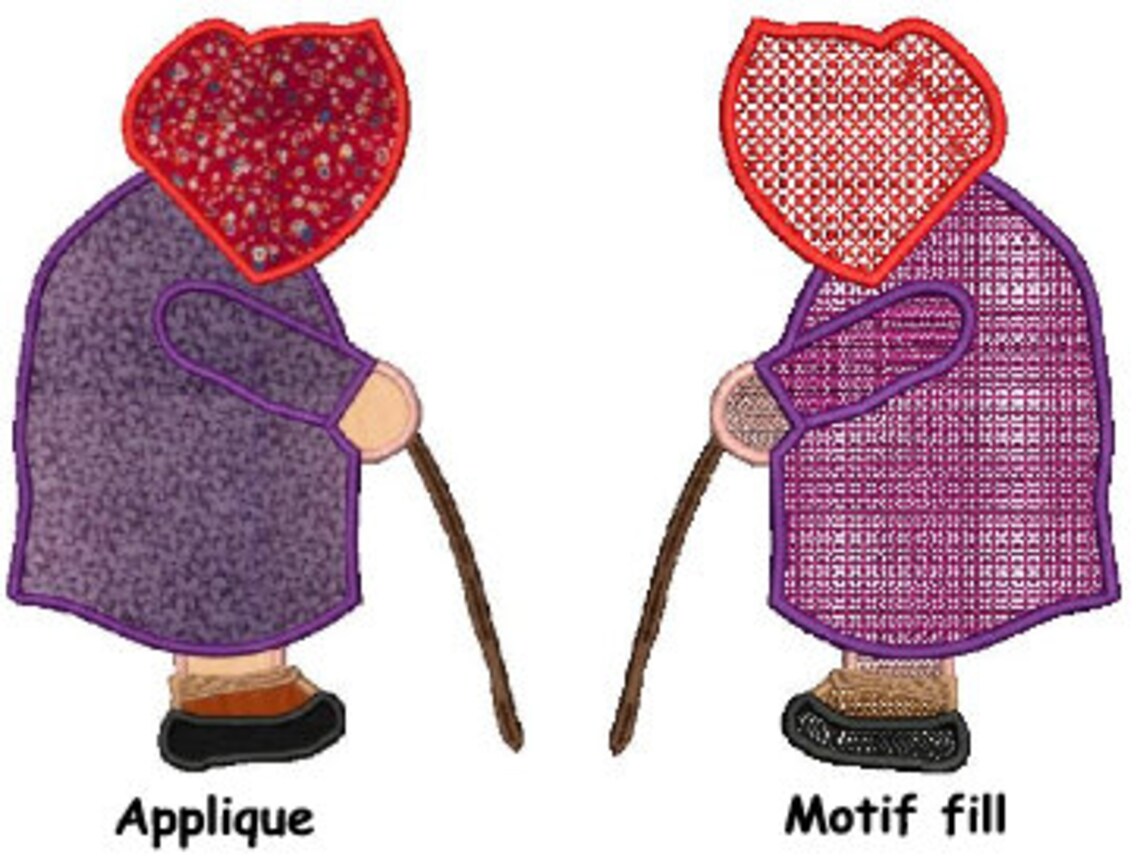 2 Sunbonnet Granny Machine Embroidery Applique and Motif Fill,4 Sizes,8 ...