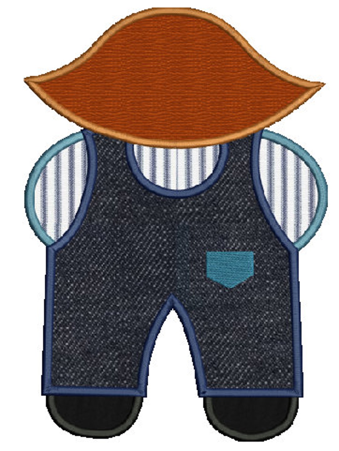 Back View Sam Overall Bill Machine Embroidery Applique,4 Sizes,8 ...