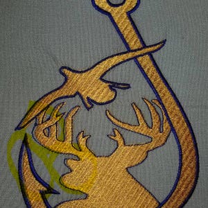 Deer Hunting and Fishing Machine Embroidery Design, 4 Sizes, 8 Formats ...