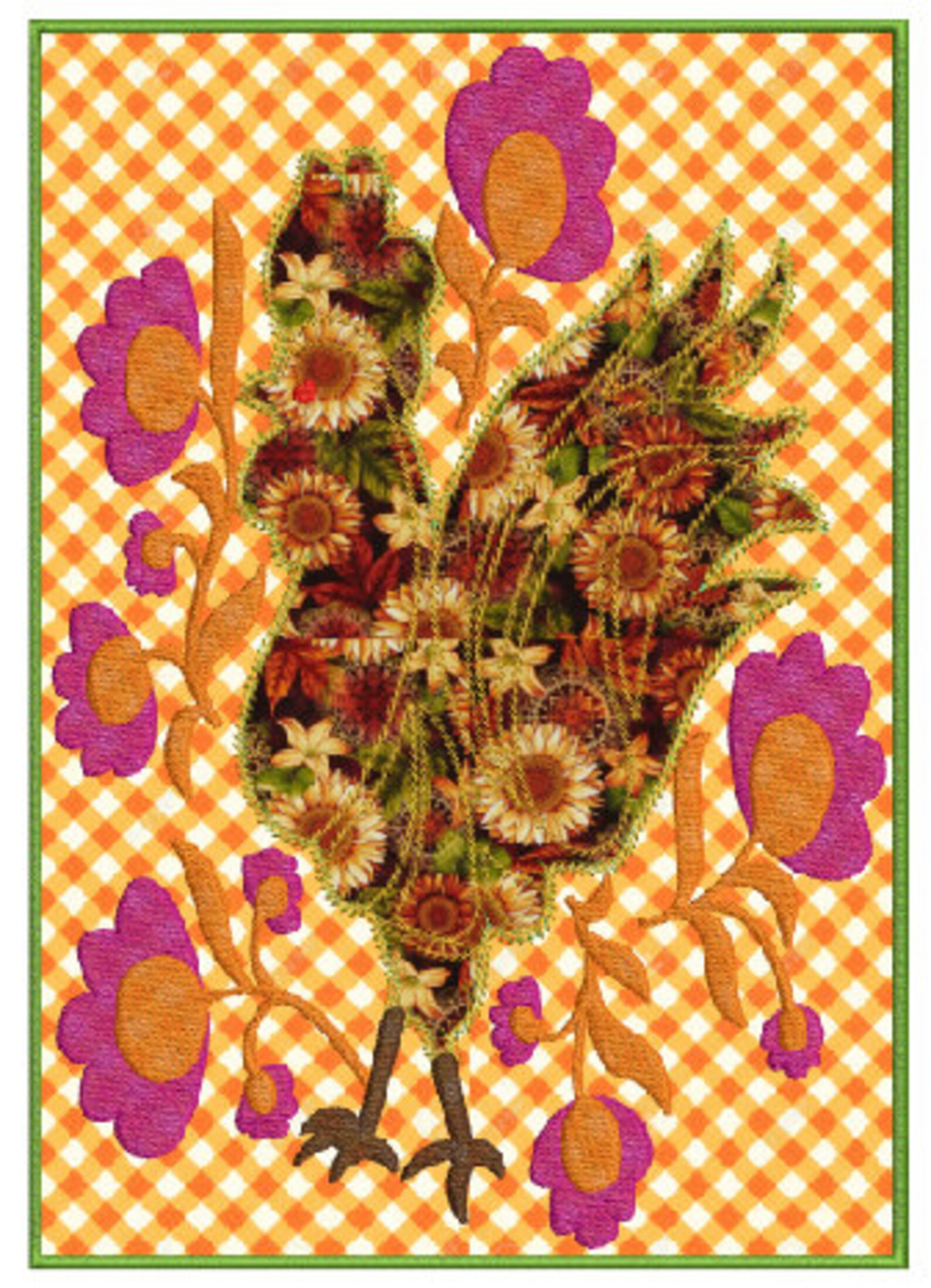 Design 1 Chicken Quilt Block Embroidery Applique Design 4 - Etsy