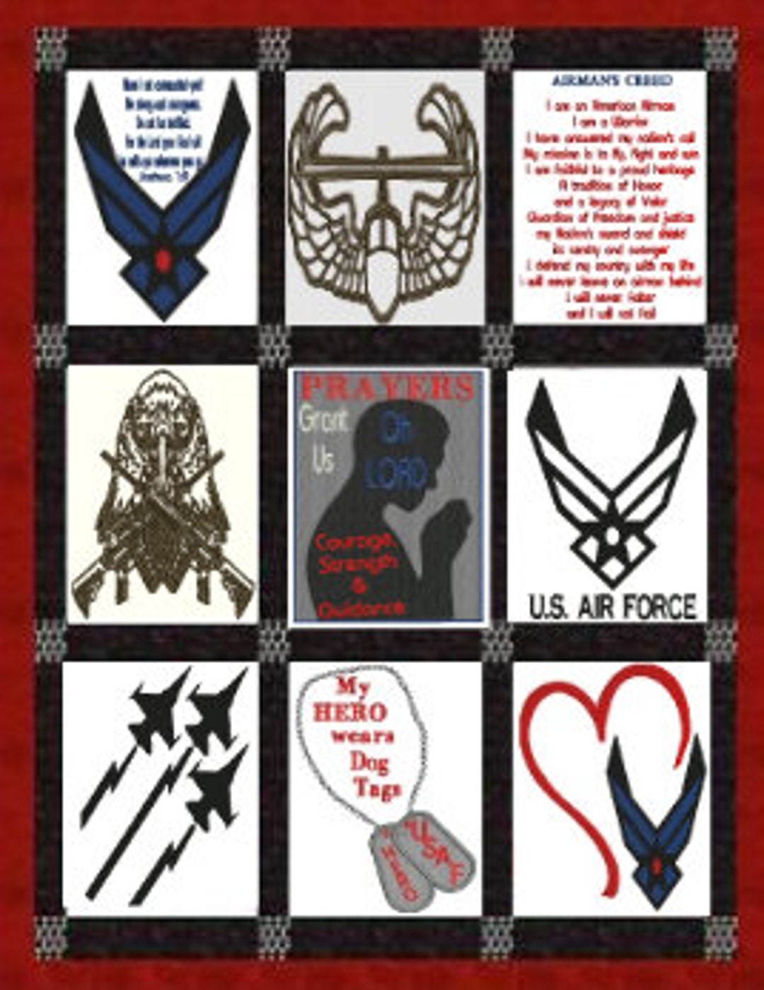 Set of 9 Designs USAF Design Set, 4 Sizes, 8 Formats(dst,exp,hus,jef ...