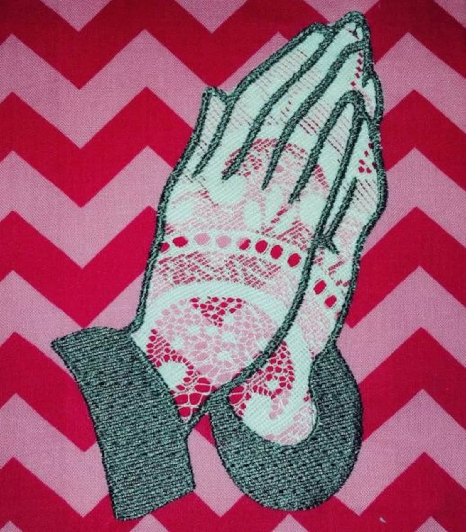 Prayer Hands Applique Machine Embroidery Design, 4 Sizes, 8 Formats(dst ...