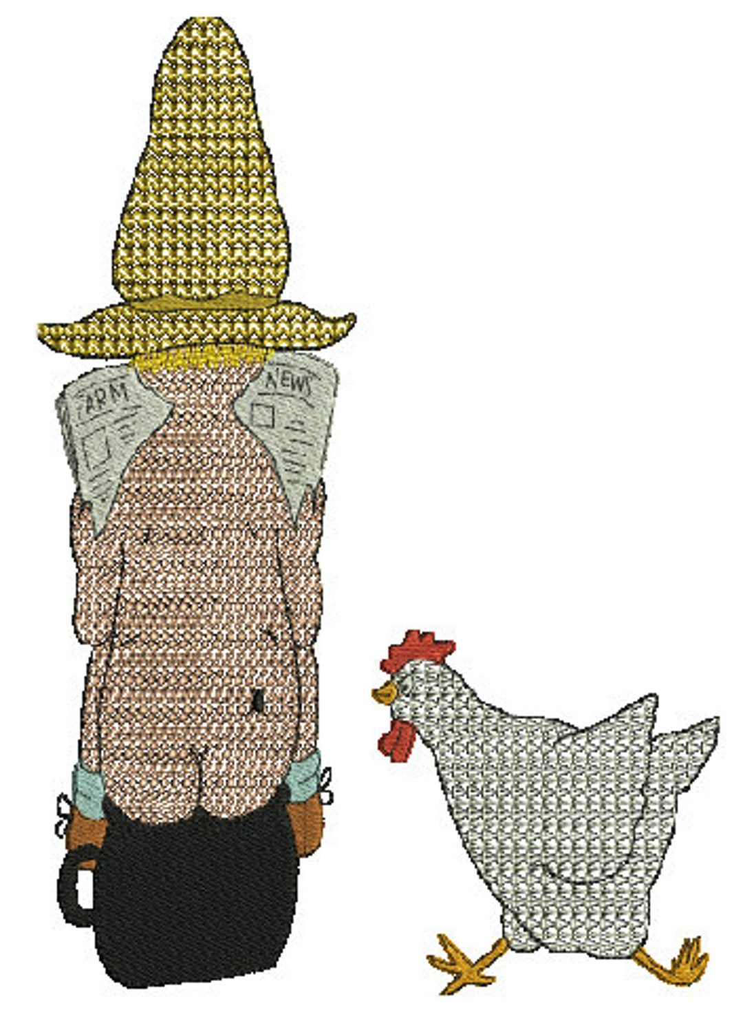 Potty Sam and Chicken Colorwork Machine Embroidery,8 Formats(dst,exp ...