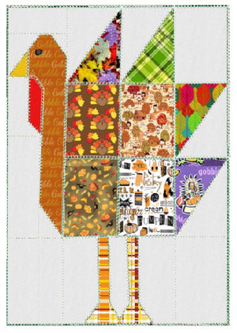 Thanksgiving Turkey Quilt Block Machine Embroidery Applique,4 Sizes,8 ...