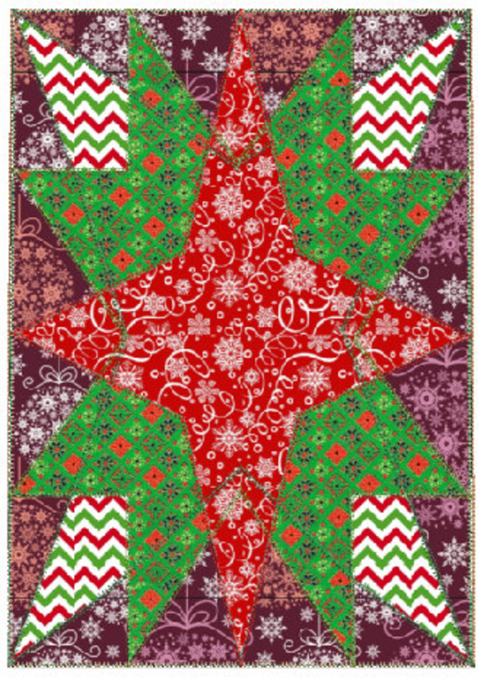 Christmas Star Quilt Block Embroidery Applique 4 Sizes 8 - Etsy