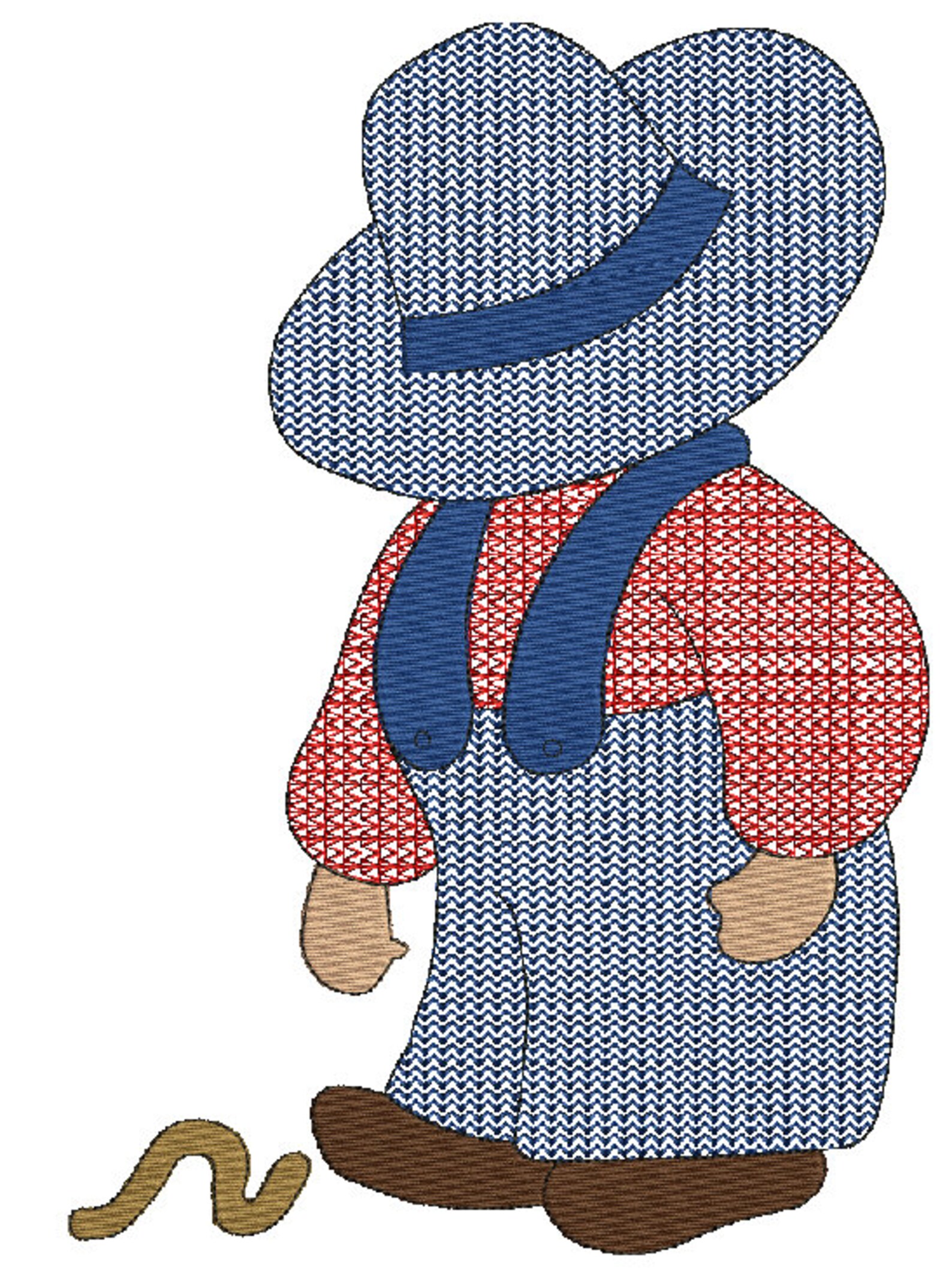 Overall Bill With Worm Colorwork Machine Embroidery,4 Sizes,8 Formats ...