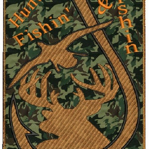 Deer Hunting and Fishing Machine Embroidery Design, 4 Sizes, 8 Formats ...