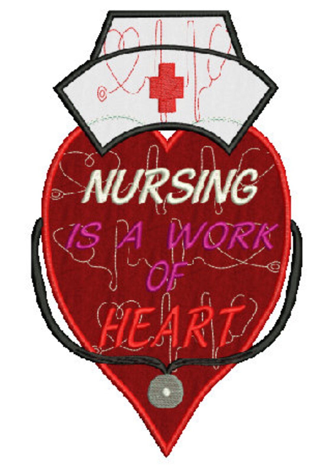 Nursing Heart Machine Embroidery Applique,4 Sizes,8 Formats(dst,exp,jef ...