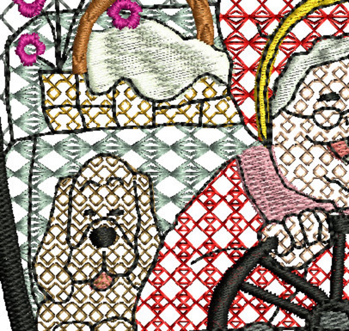 Sunday Drive Granny Machine Embroidery Colorwork Design ,4 Sizes,8 ...
