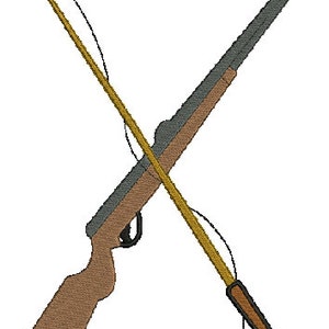 Fishing Pole and Gun Machine Embroidery Design, 4 Sizes, 8 Formats(dst ...