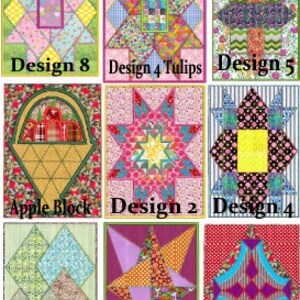 Design 15 Quilt Block Embroidery Applique Design, 4 Sizes, 8 Formats ...
