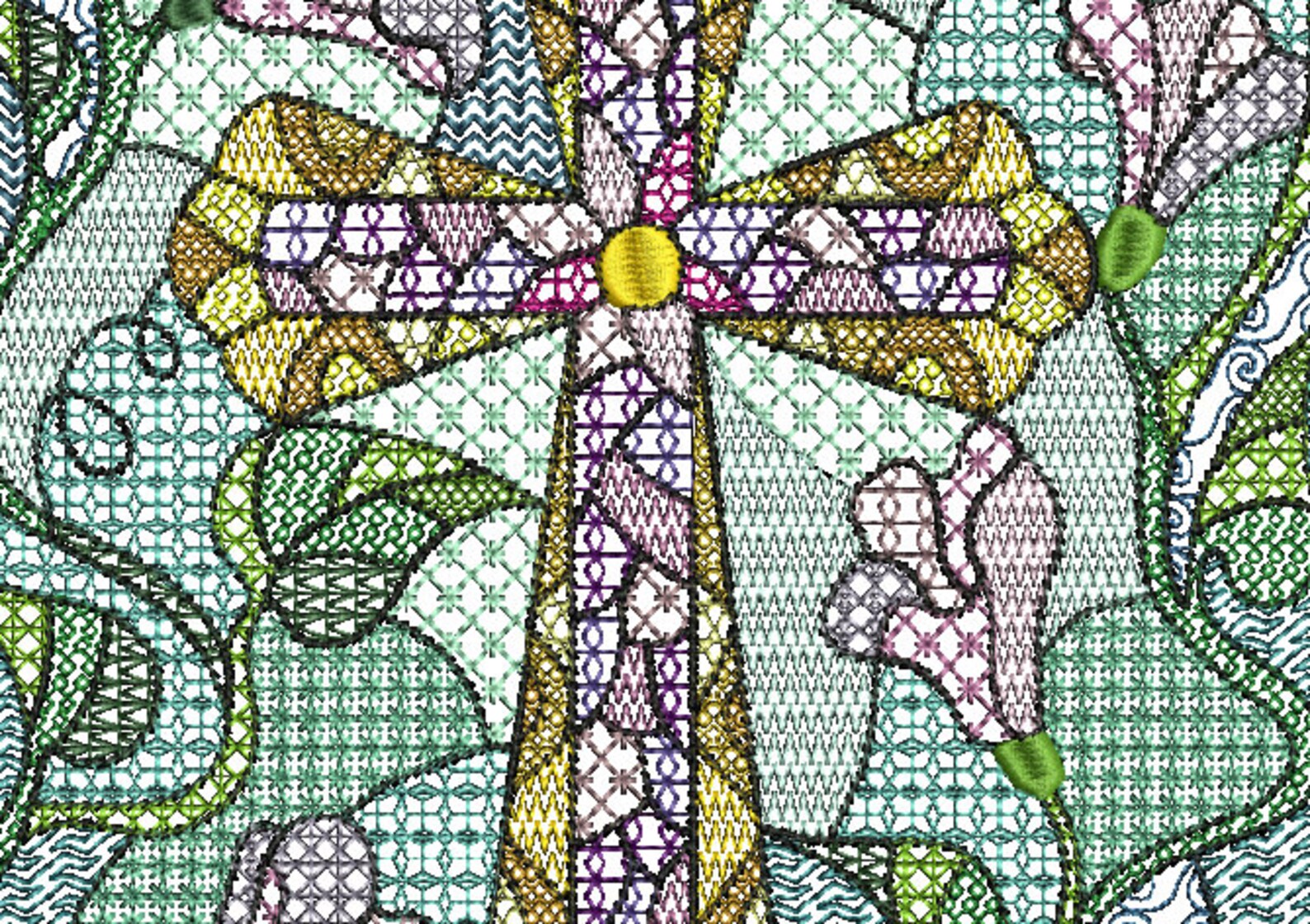 Stained Glass Cross Machine Embroidery Design 4 Sizes8 - Etsy