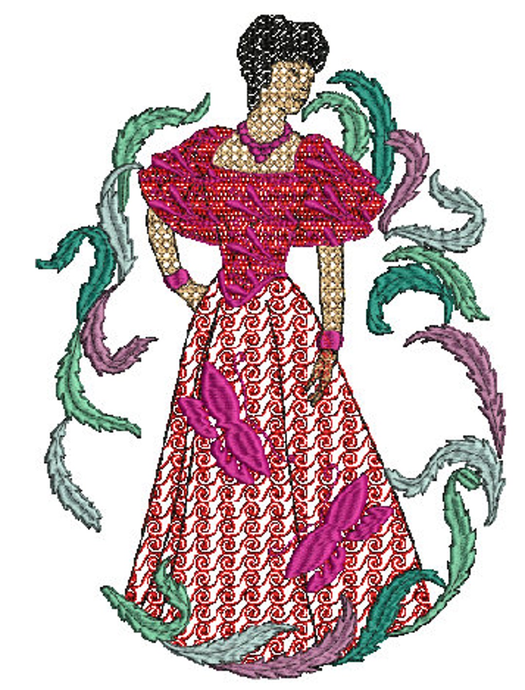 Design 51 Lady Molly Colorwork Machine Embroidery ,3 Designs,8 Formats ...