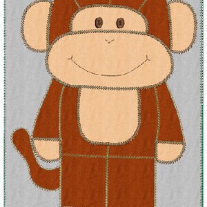 Kids Monkey Quilt Block Machine Embroidery Applique,4 Sizes,8 Formats ...