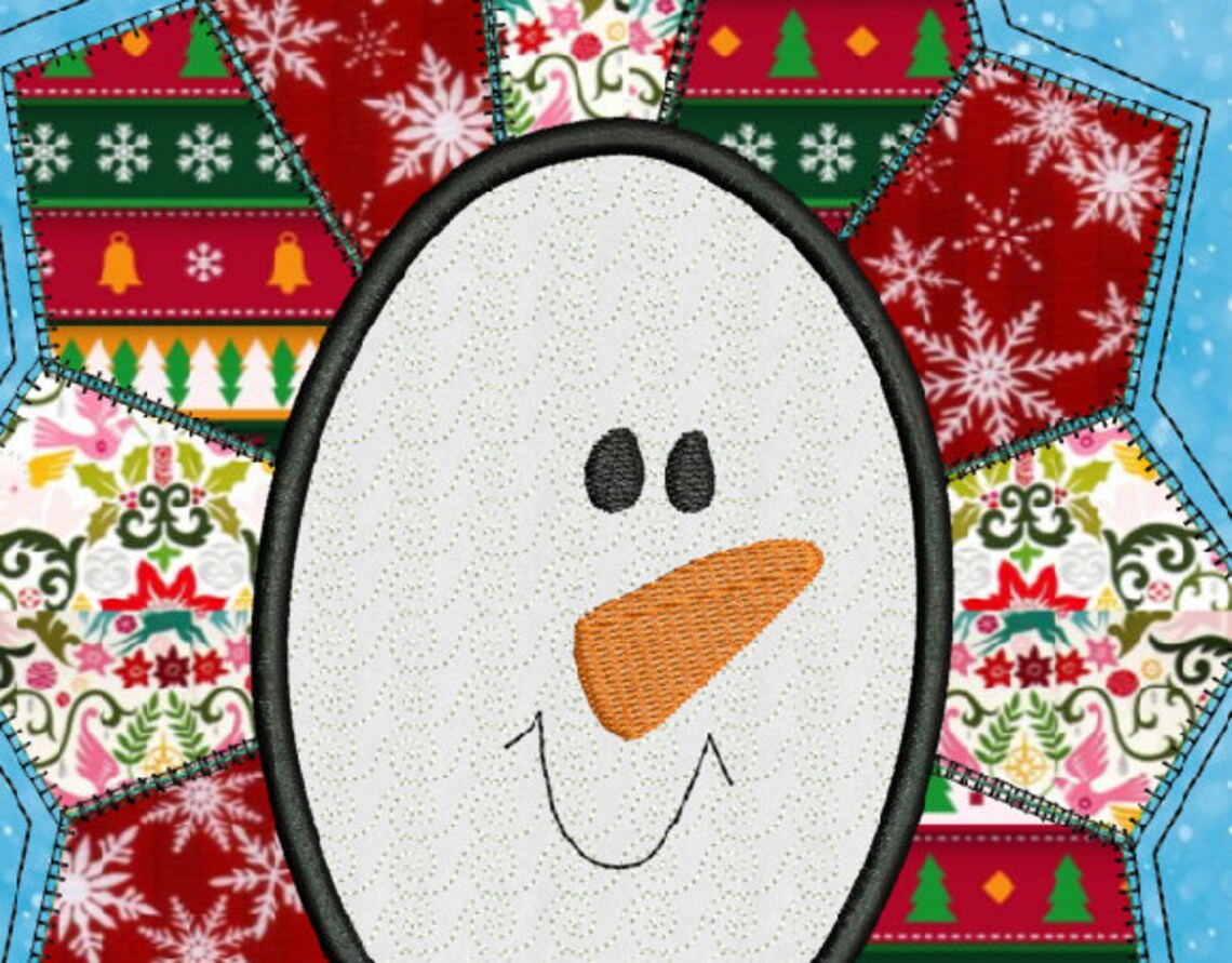 Christmas Snowman Quilt Block Embroidery Applique, 4 Sizes, 8 Formats ...