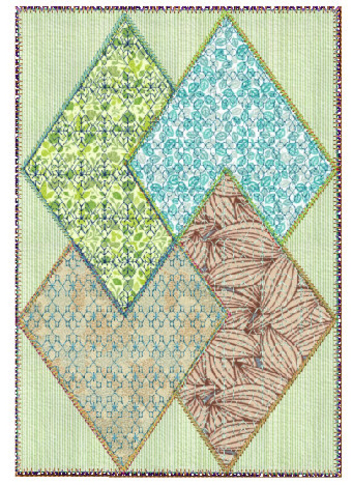 Design 6 Quilt Block Embroidery Applique Design, 4 Sizes, 8 Formats(dst ...