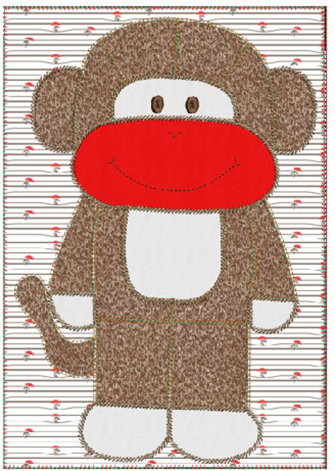 Kids Monkey Quilt Block Machine Embroidery Applique,4 Sizes,8 Formats ...