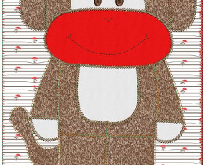 Kids Monkey Quilt Block Machine Embroidery Applique,4 Sizes,8 Formats ...
