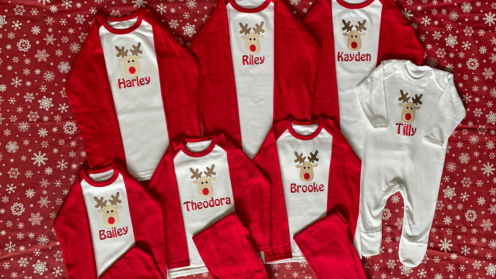 Christmas Pyjamas Embroidered & Personalised With Name. - Etsy UK