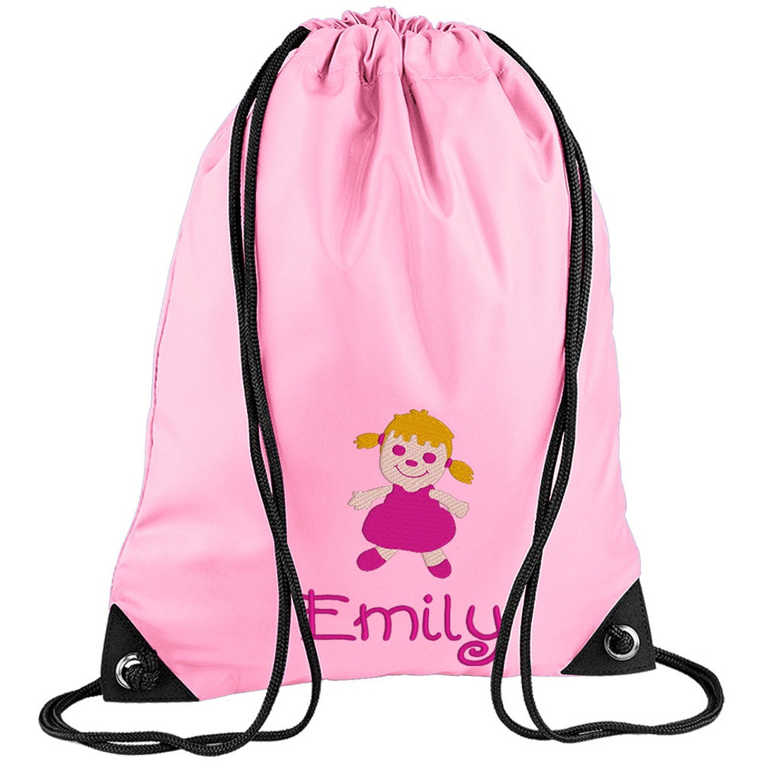 Personalised Embroidered Doll Drawstring Bag – PE Kit Bag - Etsy