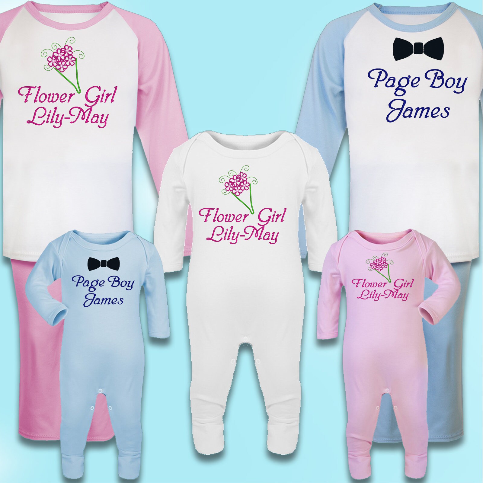Personalised Pyjamas Embroidered. Flower Girl Wedding Gift | Etsy