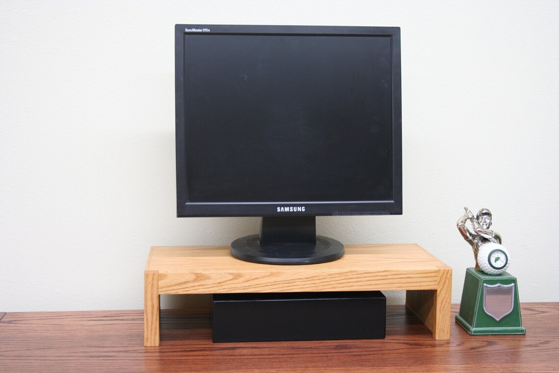 Computer Monitor Stand Modern Style Golden Oak Finish - Etsy