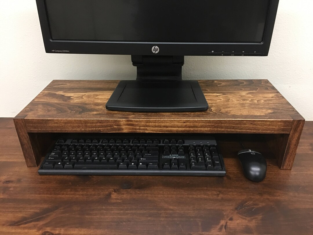 Computer Monitor Stand Modern Rustic Style Coffee Finish Handcrafted ...