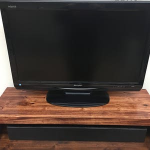Solid Wood TV Riser Stand in Rustic Style With Mocha Finish - Etsy