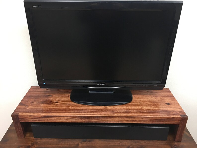 Solid Wood TV Riser Stand in Rustic Style With Mocha Finish - Etsy