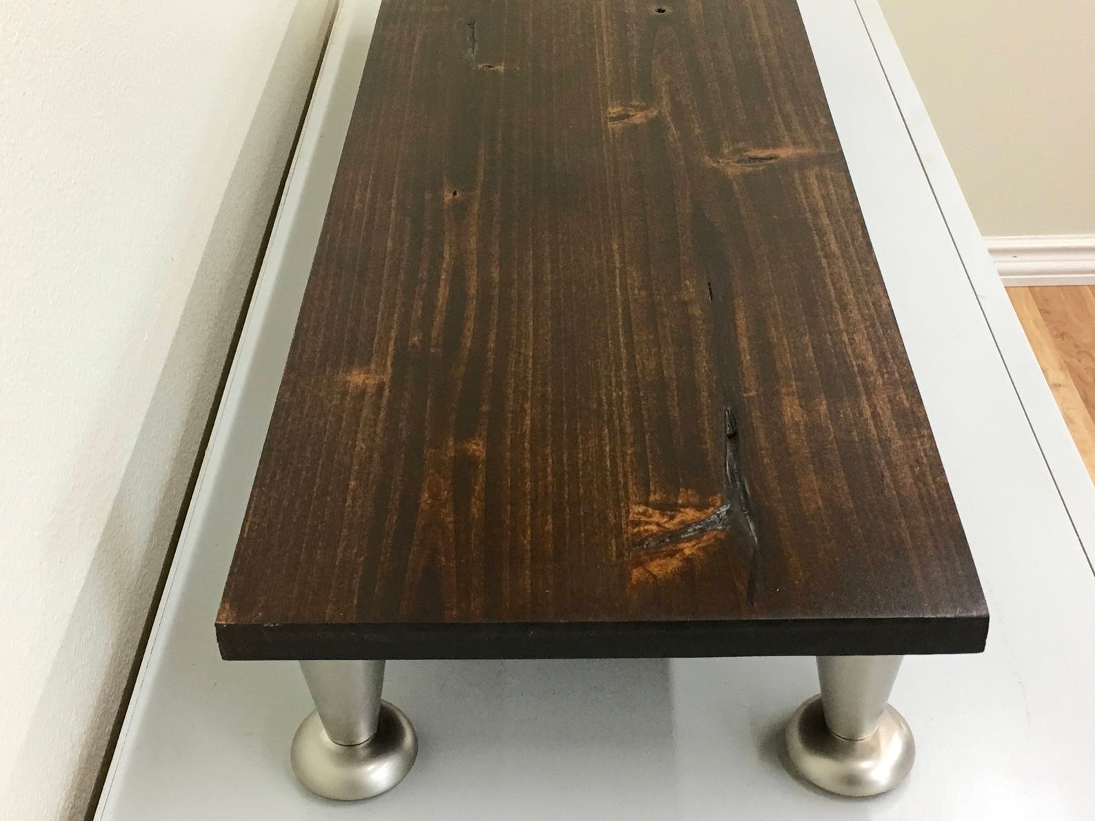 TV Riser Stand Solid Rustic Wood With Pillar Footing in Slate | Etsy