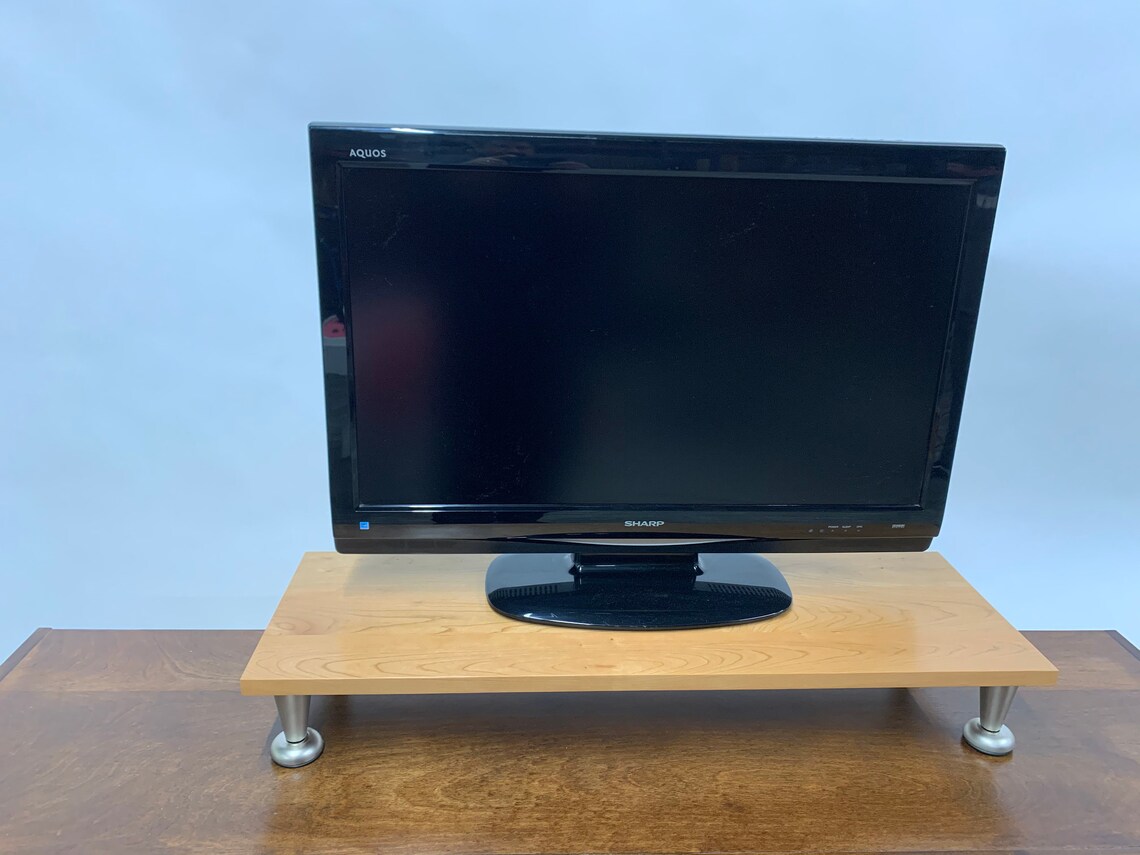 Solid Maple Wood TV Riser Stand With Pillar Footing in Natural | Etsy