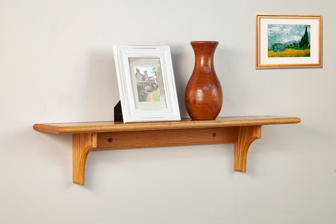 Wood Wall Shelf, Solid Oak Wood Medium Finish - Etsy