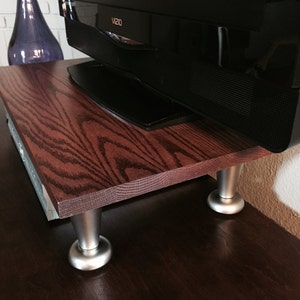 TV Riser Stand in Solid Oak With Pillar Footing in Black Finish - Etsy