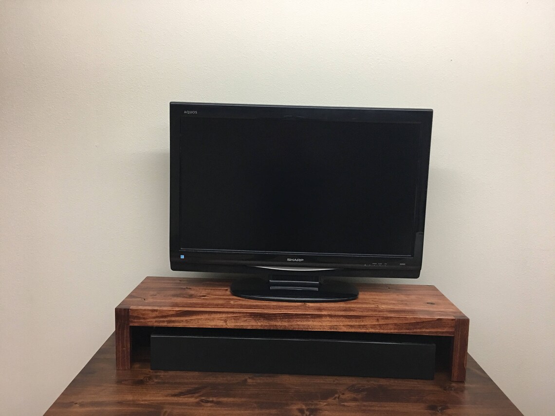 Solid Wood TV Riser Stand in Rustic Style With Mocha Finish - Etsy