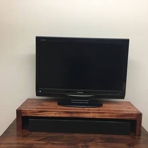 Solid Wood TV Riser Stand in Rustic Style With Mocha Finish - Etsy