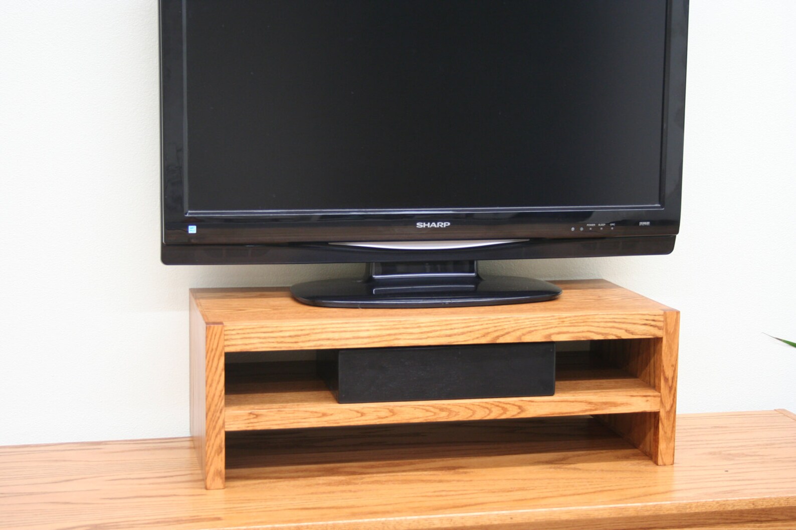 TV Riser Stand in Modern Style Oak Wood Double Tier in Medium - Etsy
