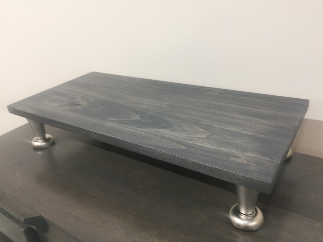TV Riser Stand Solid Rustic Wood With Pillar Footing in Slate Finish - Etsy
