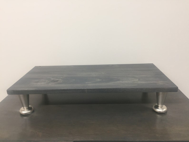 TV Riser Stand Solid Rustic Wood With Pillar Footing in Slate | Etsy