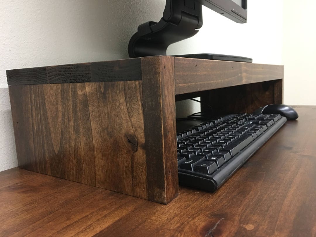 Computer Monitor Stand Modern Rustic Style Coffee Finish Handcrafted ...
