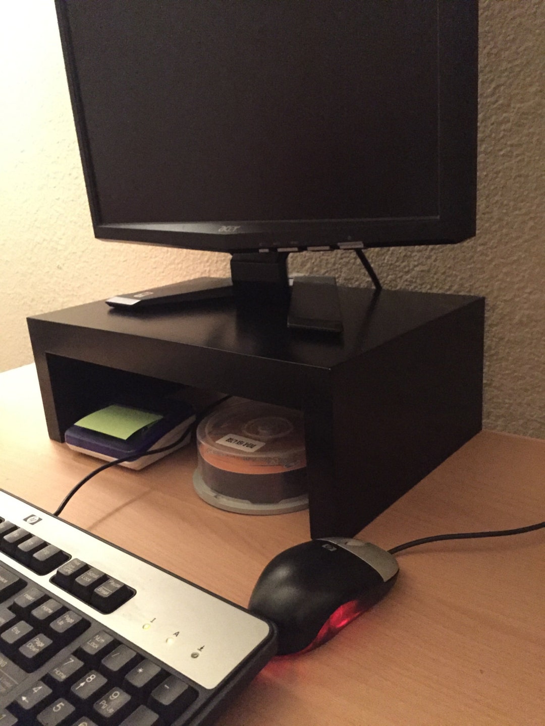 15 Wide TV or Computer Monitor Stand in Red Birch Wood With Black ...