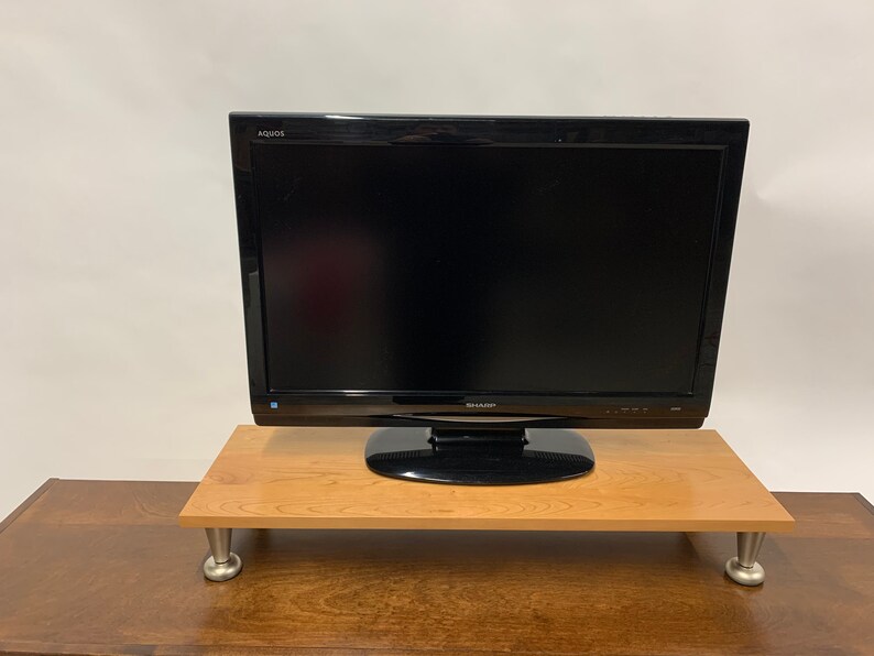 Solid Maple Wood TV Riser Stand With Pillar Footing in Natural - Etsy