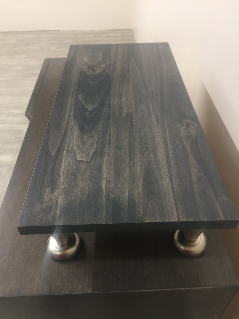 TV Riser Stand Solid Rustic Wood With Pillar Footing in Slate | Etsy