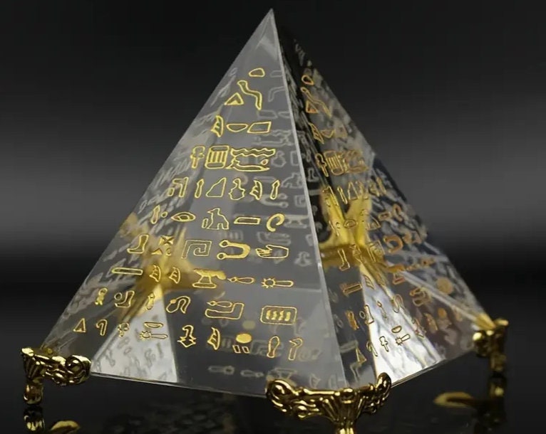 1pc Egyptian Crystal Black Stone Pyramid Model, Natural Energy Healing ...