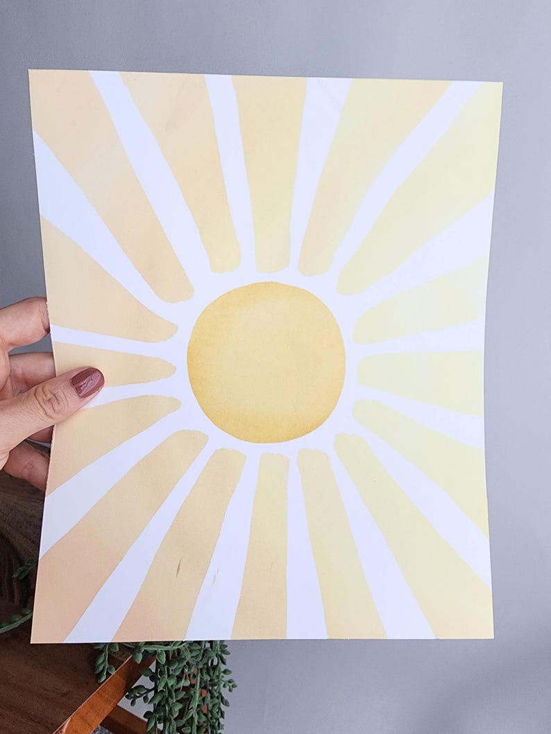 Sunshine Wall Art, Sun Neutral Nursery Art Watercolor Sunshine Print ...