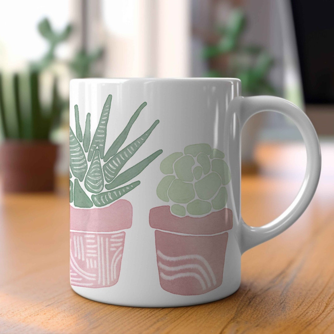 Succulent Mug, Succulent Gifts Botanical Mug Plant Lover Gardening ...