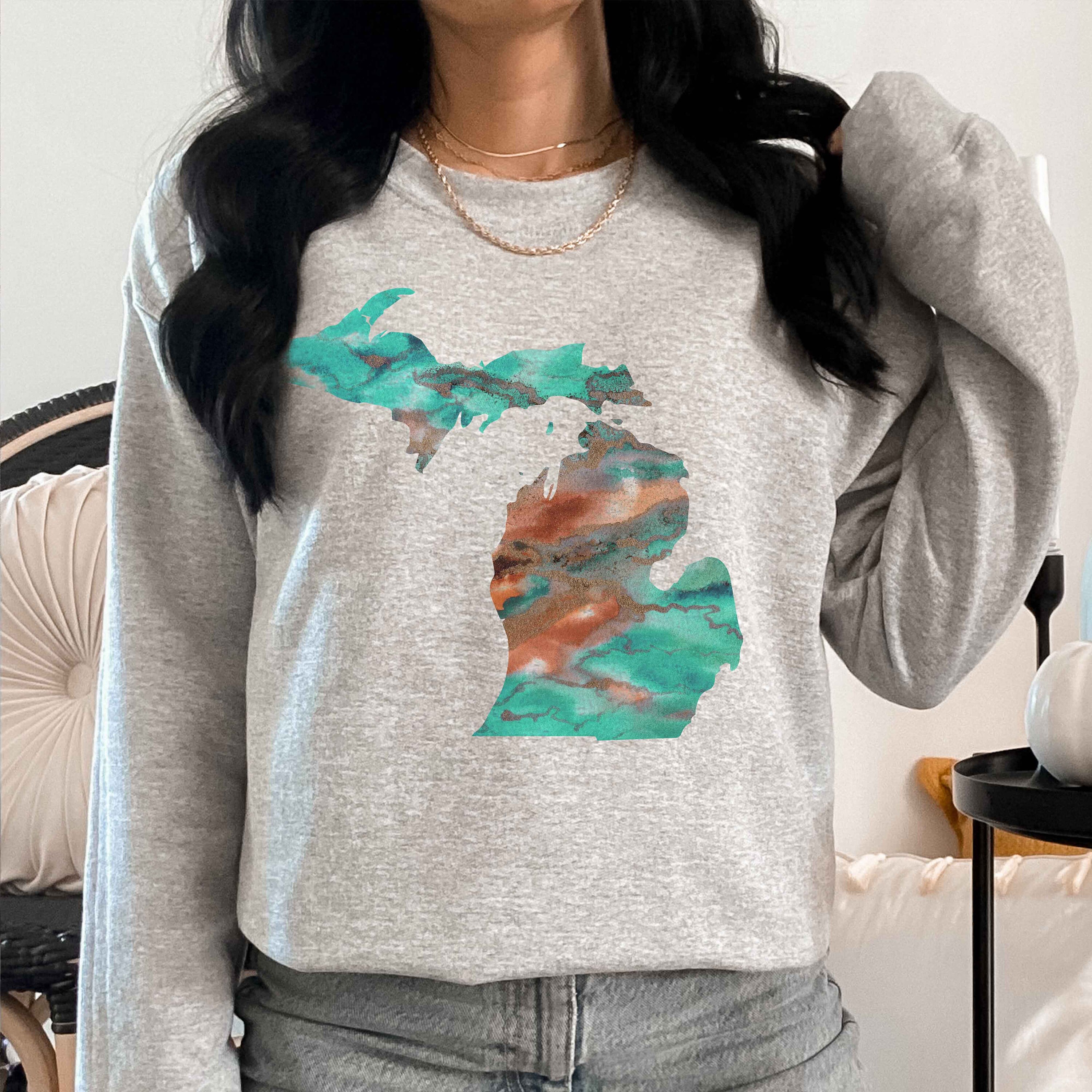 Copper Michigan Sweatshirt, up North Michigan Crewneck, Upper Peninsula ...