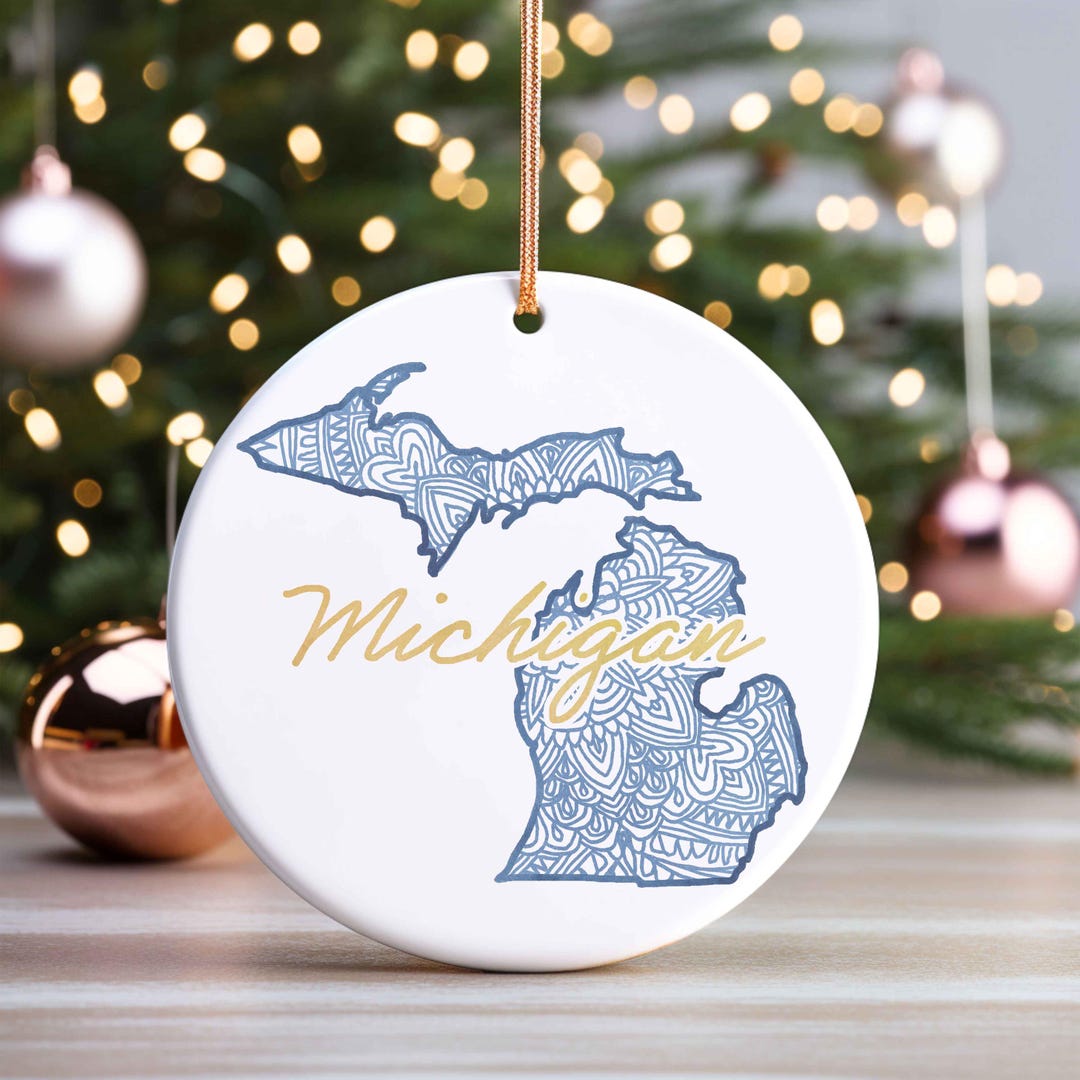 Michigan Christmas Ornament, Watercolor Michigan Ornament State Map ...