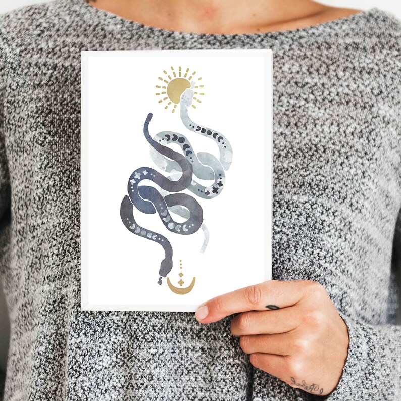Celestial Snake Art Witchy Art Print Snake Printable Art - Etsy
