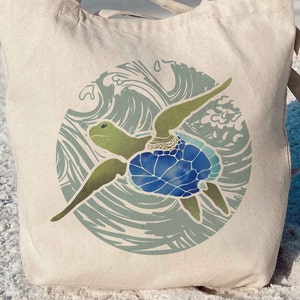 Sea Turtle Tote Bag, Beach Bag Sea Turtle Gifts Eco Friendly Sea Turtle ...